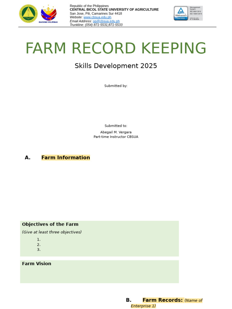 Farm Record Keeping Guide | PDF | Economies | Agriculture