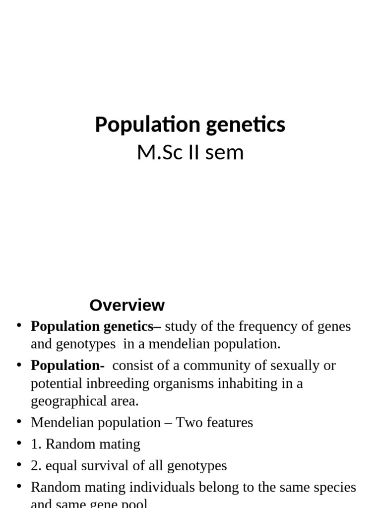 Population Genetics | PDF | Evolution | Biological Concepts
