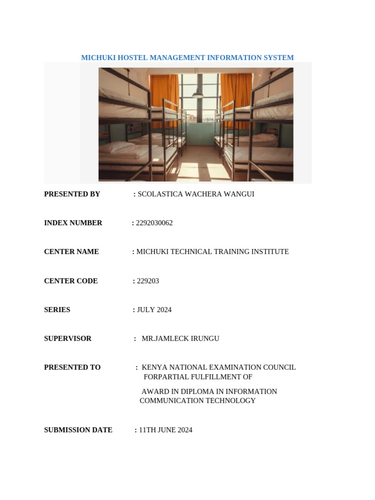 Michuki Hostel Management Information System | PDF | Databases | Feasibility Study