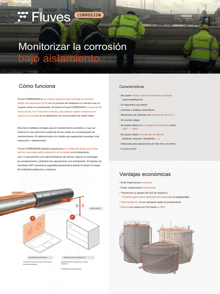 Fluves - Flyer - Corrosion Monitoreo Con Fibra Optica | PDF | Sensor