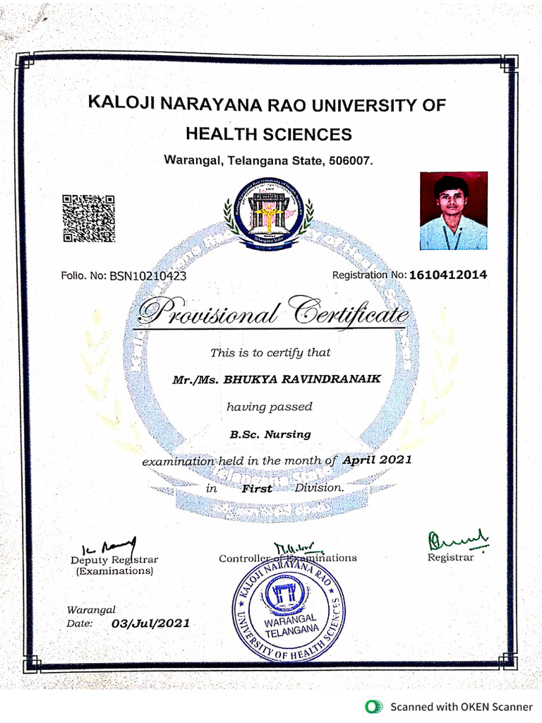 Provisional Certificate | PDF