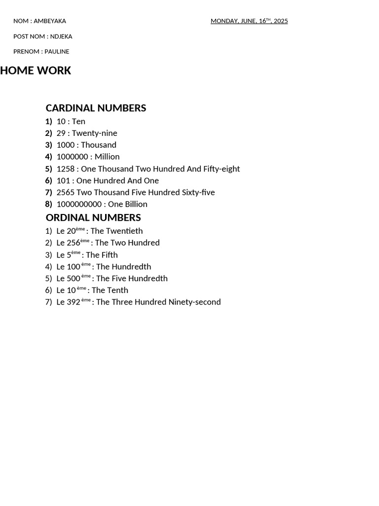 TP Anglais Numb 3 | PDF