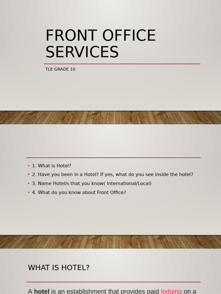 Front Office Department Overview | PDF