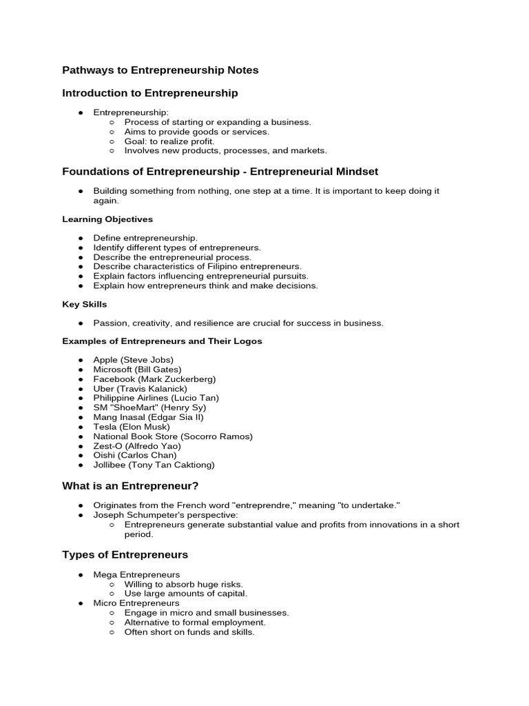 Pathways to Entrepreneurship Overview | PDF | Entrepreneurship | Economies