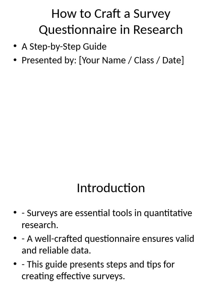 How To Craft A Survey Questionnaire | PDF | Survey Methodology | Questionnaire