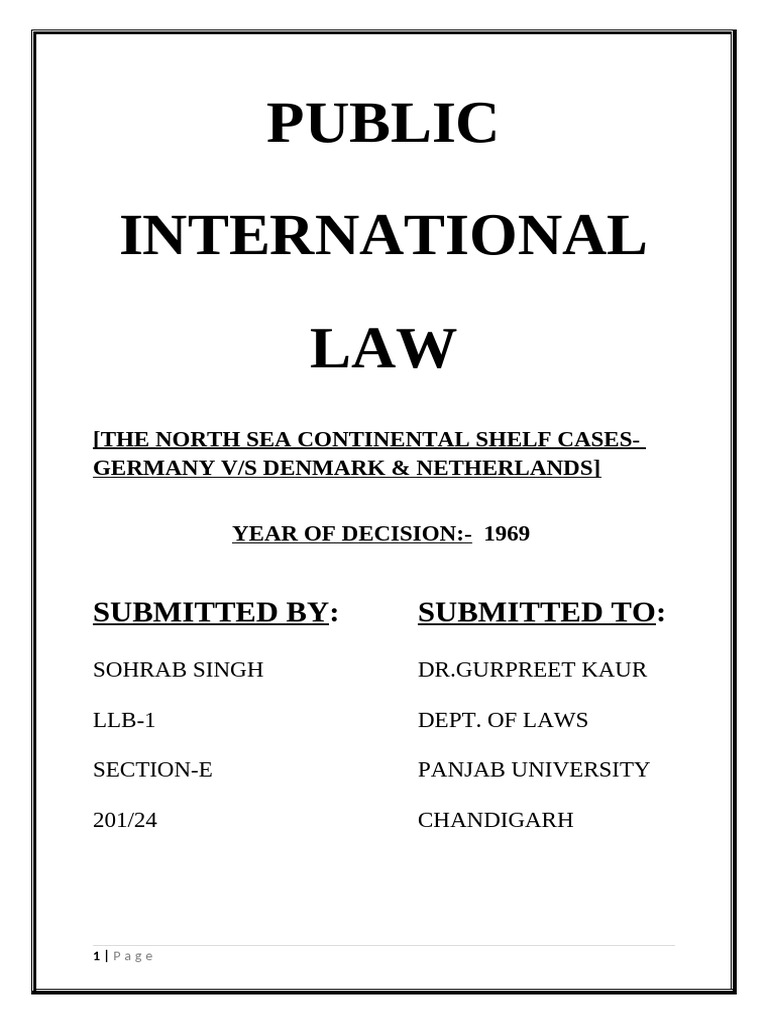 Sohrab Singh - 201 - North Sea Continental Shelf Cases | PDF ...