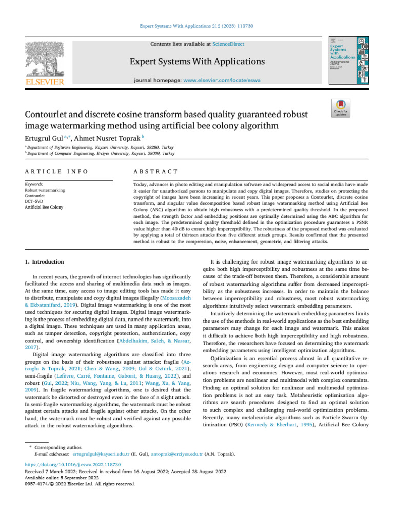 Contourlet and Discrete Cosine Transform Based Quality Gu 2023 Expert System | PDF | Algorithms ...