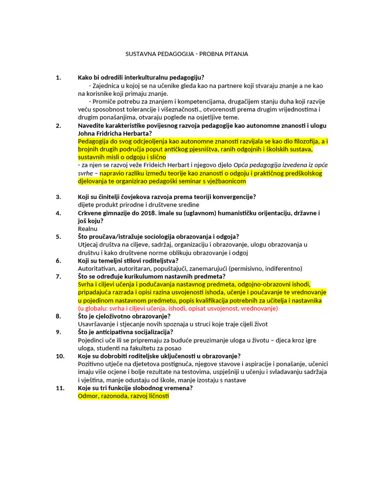 SP-Probna Pitanja Za Kolokvij | PDF