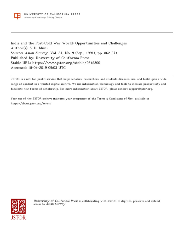 India in Post Cold War World Order | PDF | Cold War | Soviet Union