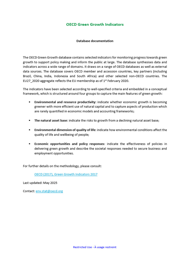 OECD Green Growth Indicators Overview | PDF | Renewable Energy | Gross ...