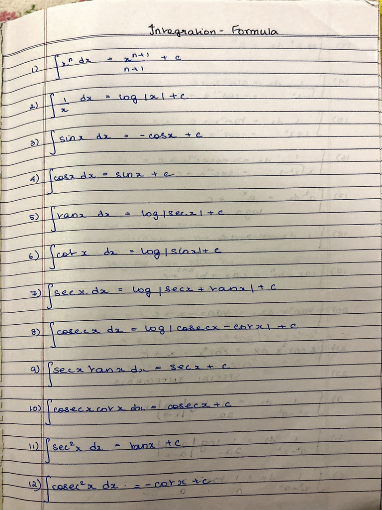 Integration Formula Sheet + Type List | PDF