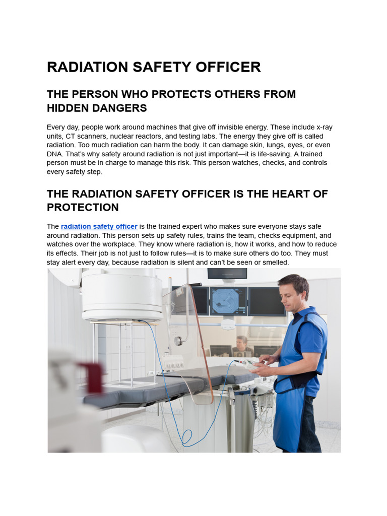 Radiation Safety Officer Responsibilities | PDF | Radiation Protection ...