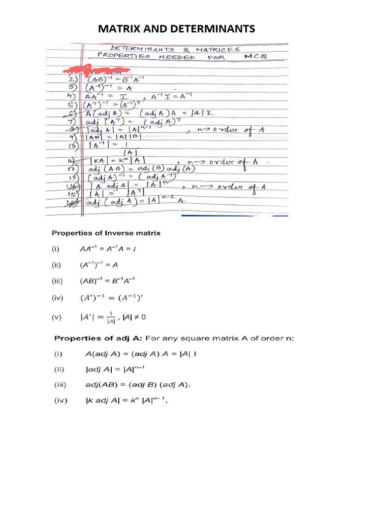 Matrix and Determinants | PDF