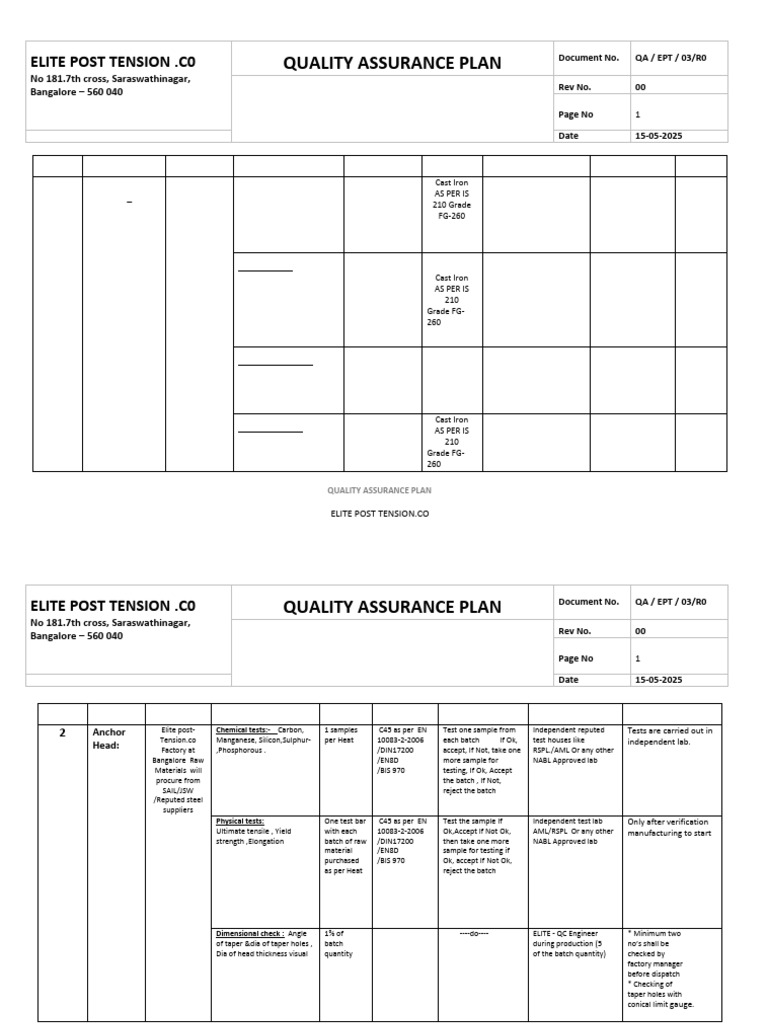 Qap For Anchorages Ept | PDF | Metals | Materials