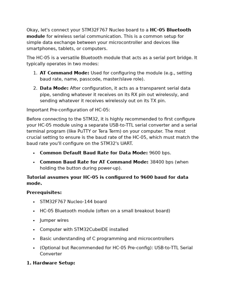 Stm32f767 With HC05 Bluetooth Module Tutorial | PDF | Bluetooth | Computer Terminal