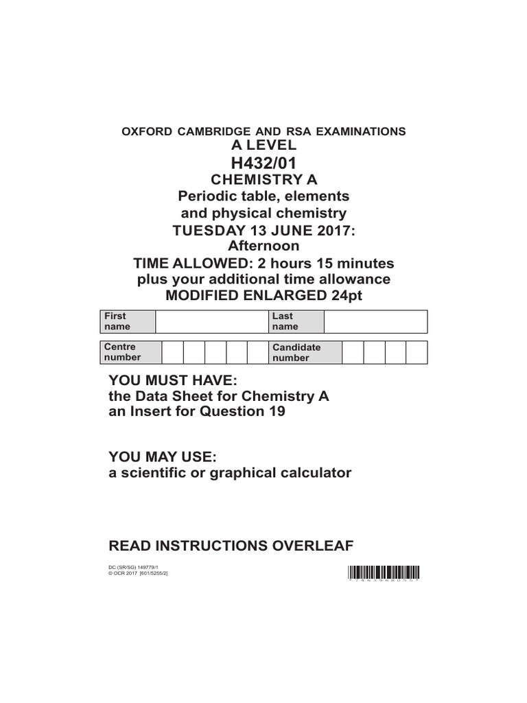 A Level Chem Physical Practise Paper | PDF | Chemical Equilibrium ...