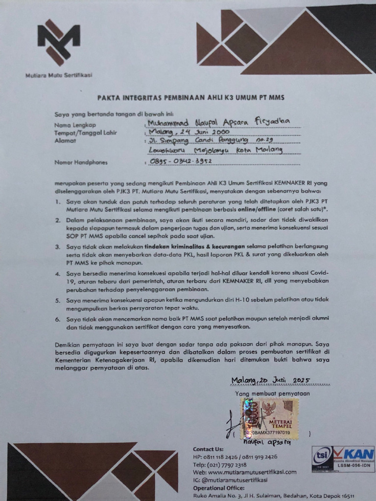 Muhammad Naufal Apsara Firyadha - Pakta - Malang | PDF