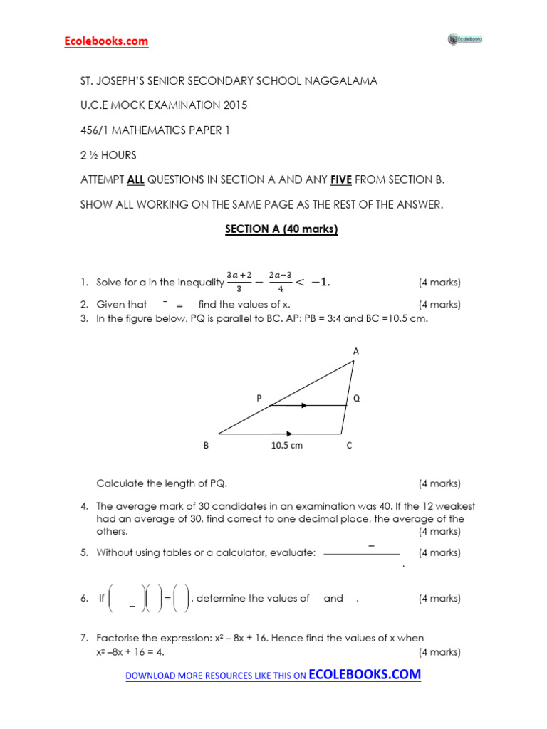 s4 Maths Revision & Past Papers | PDF | Mathematics | Science Education