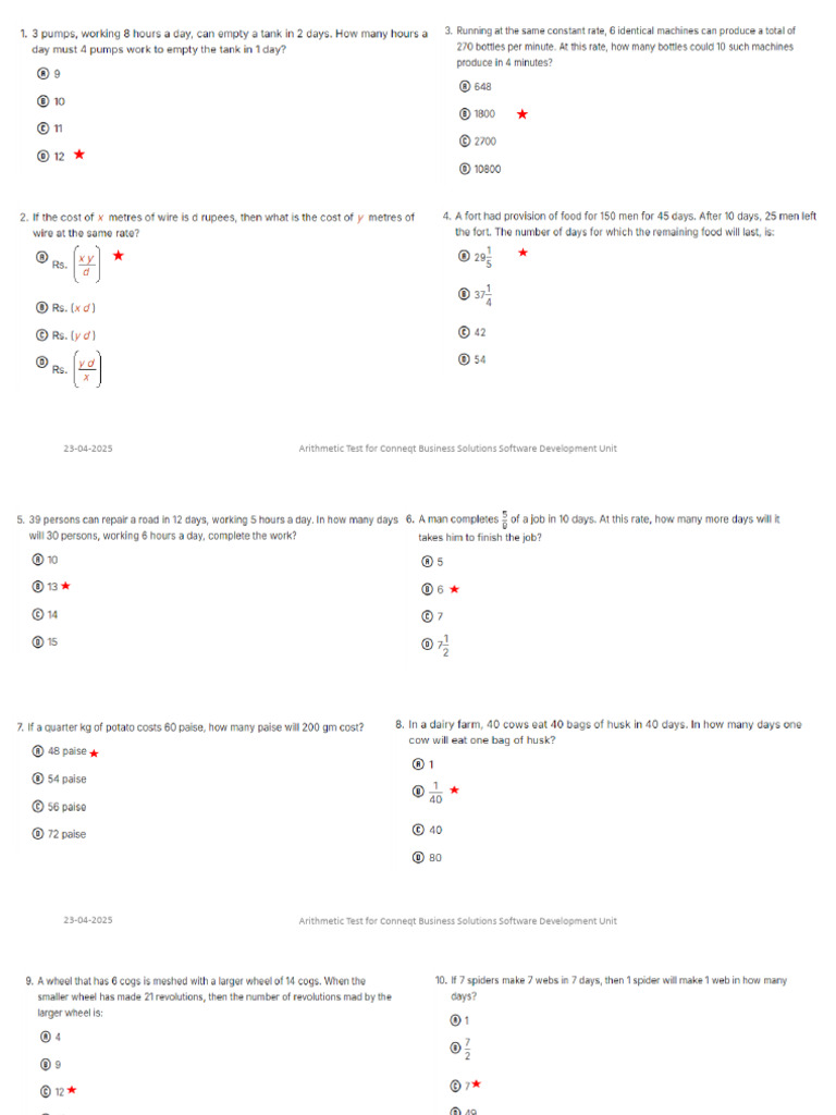 Arithmetic Test for Software Development | PDF