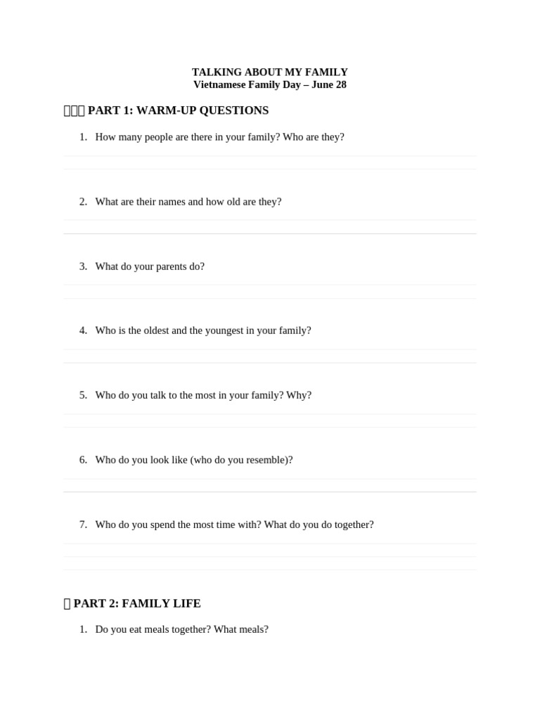 Talking About My Family | PDF