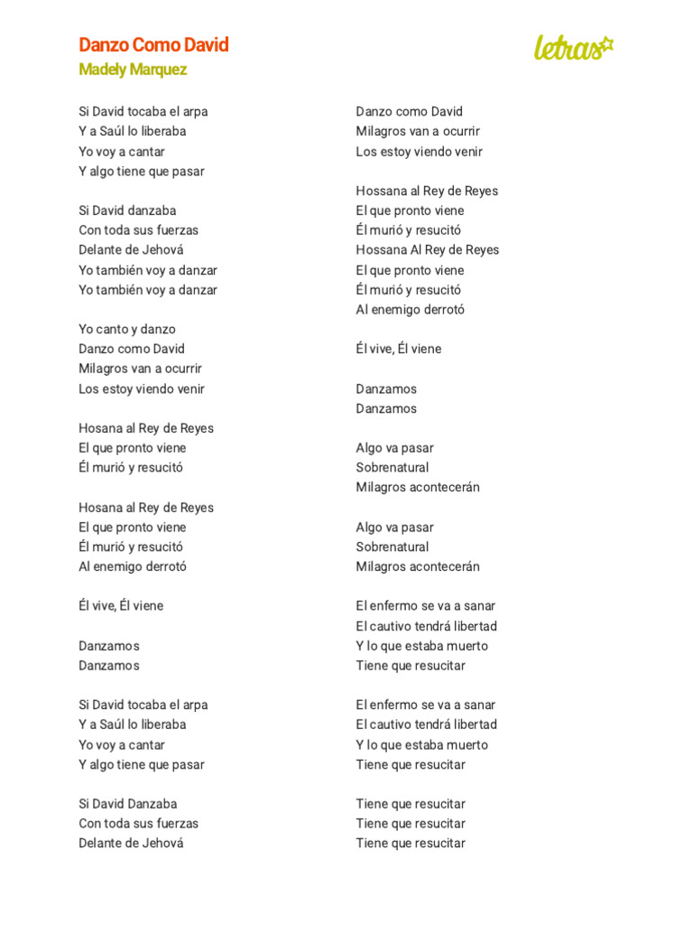 Yo Danzo Como David - Letra y Acordes | PDF