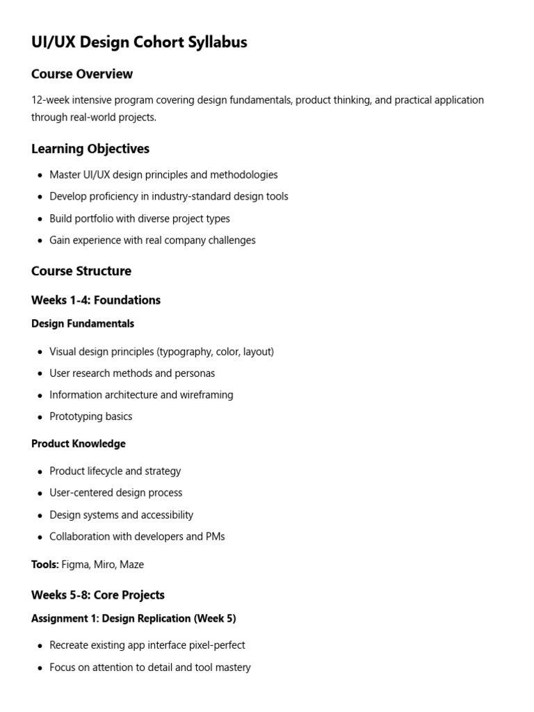 UI - UX Design Cohort Syllabus | PDF