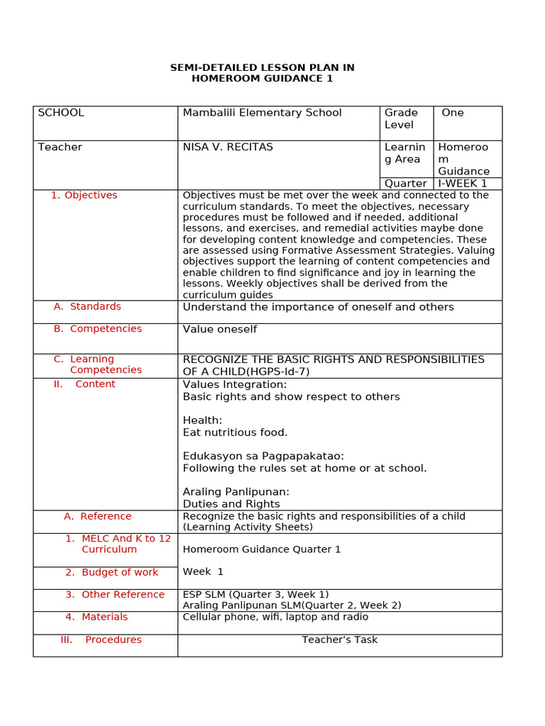 HG Lesson Plan | PDF | Human Communication | Learning
