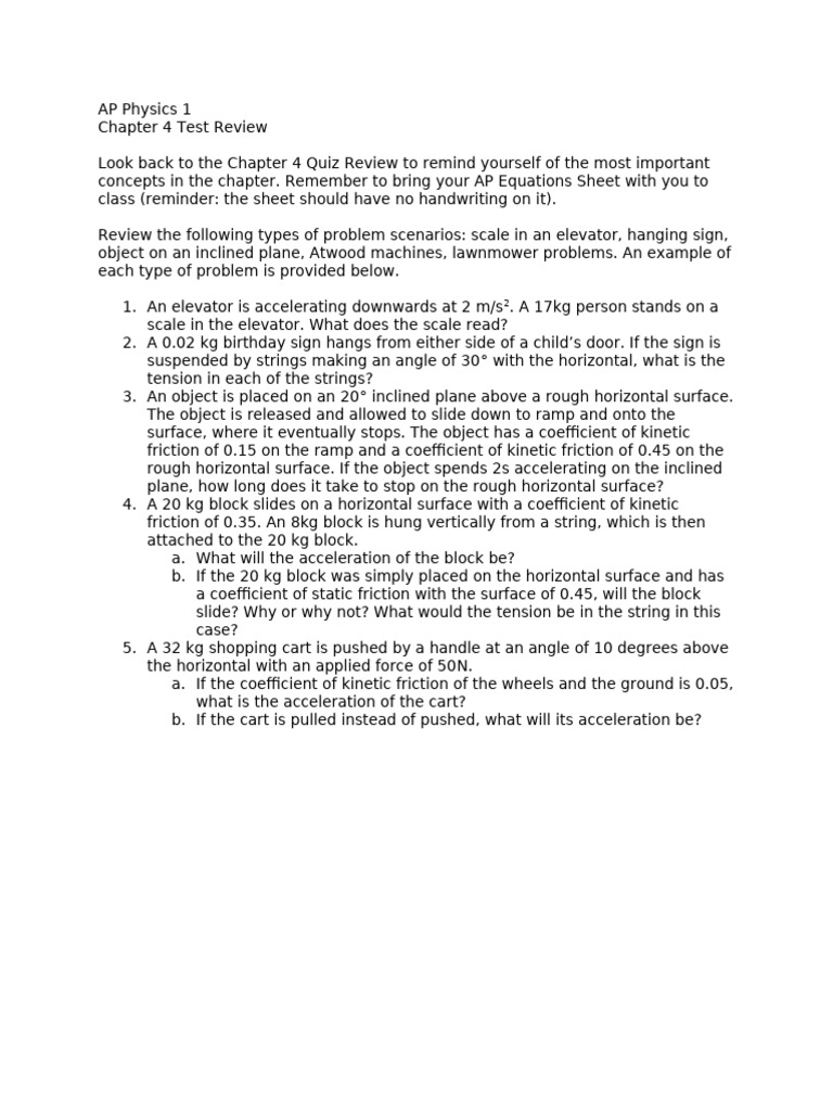 AP Chapter 4 Test Review | PDF