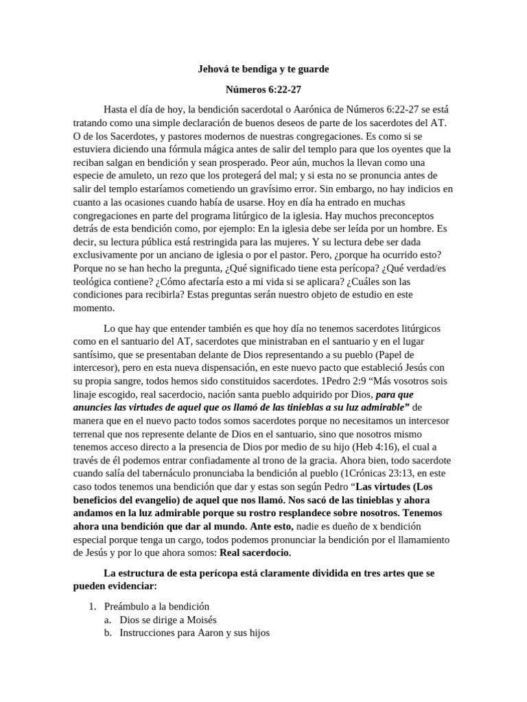 Significado de la Bendición Aarónica | PDF | Sacerdote | Bendición