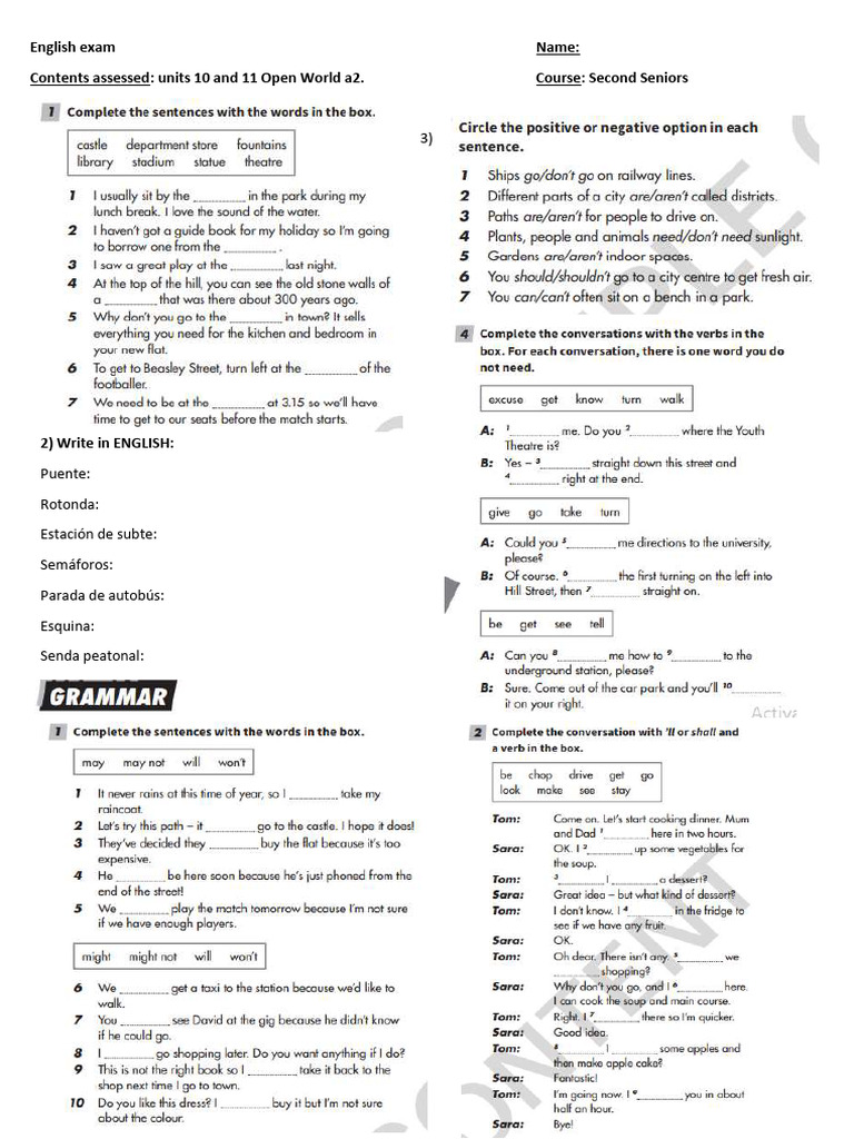 Exam Units 10 11 | PDF