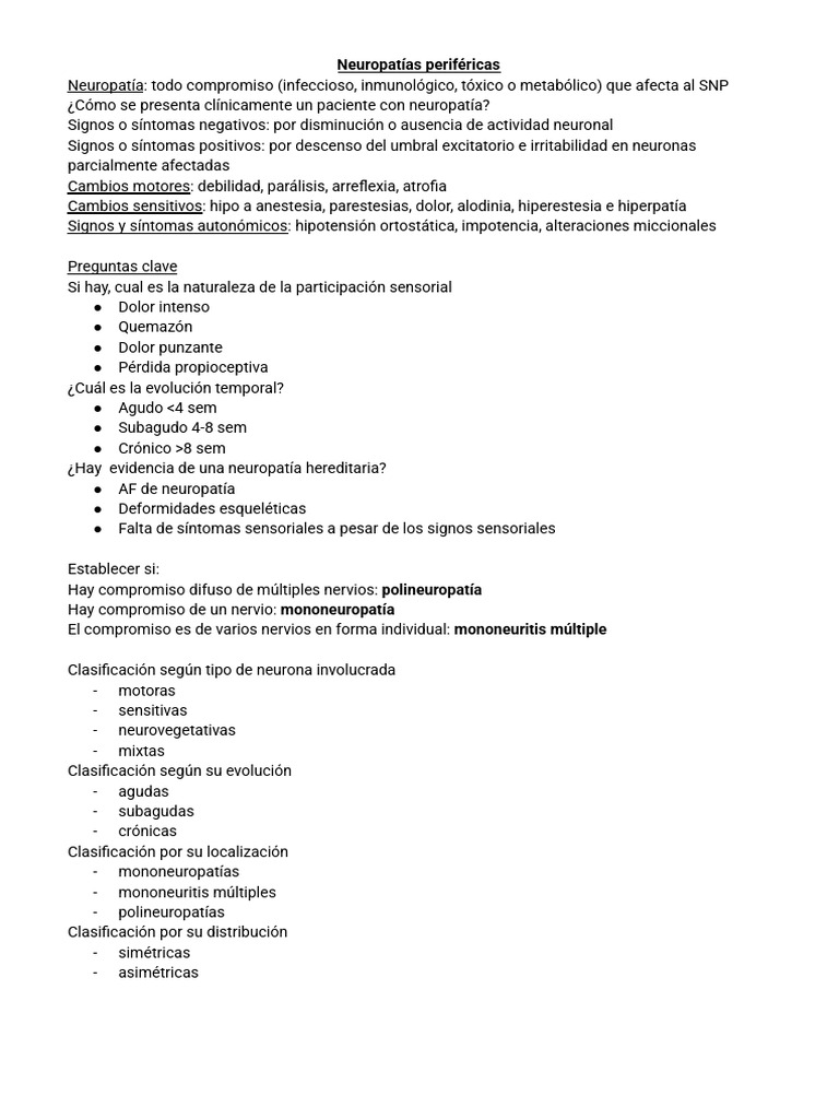 Guía Completa sobre Neuropatías Periféricas | PDF | Nervio ...
