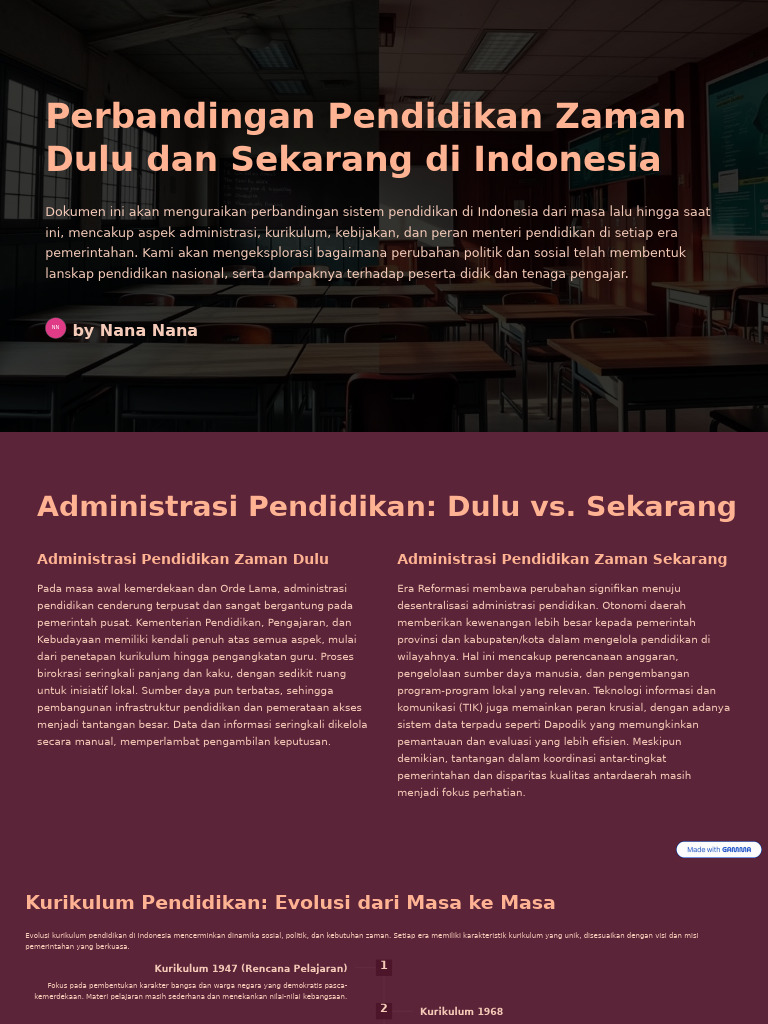 Perbandingan Pendidikan Zaman Dulu Dan Sekarang Di Indonesia | PDF