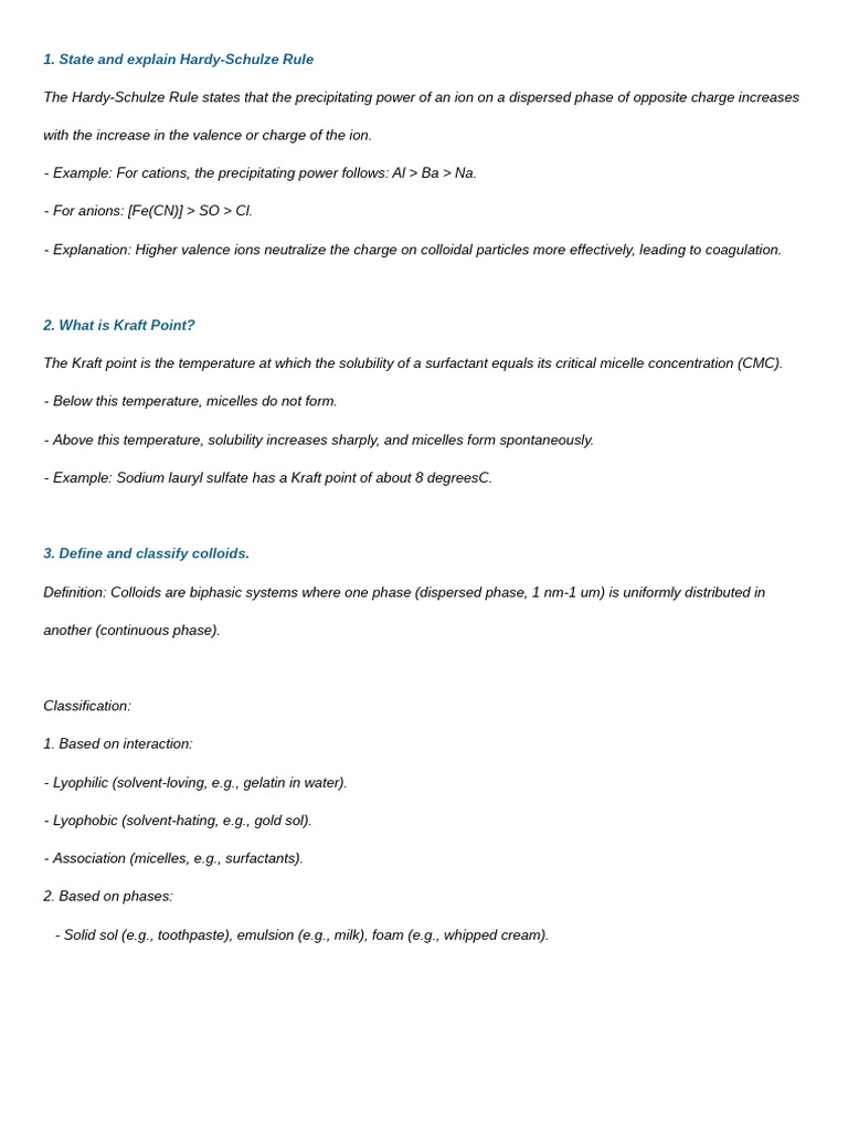 Hardy-Schulze Rule Explained | PDF | Colloid | Ion