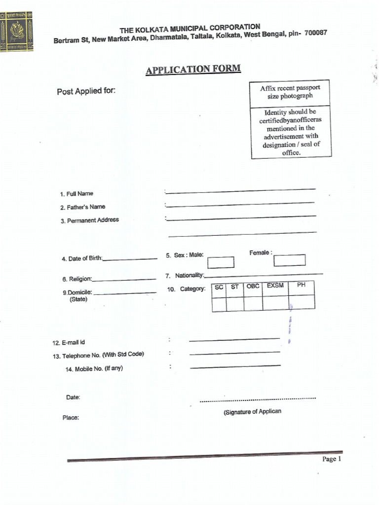 KMC Application Form | PDF