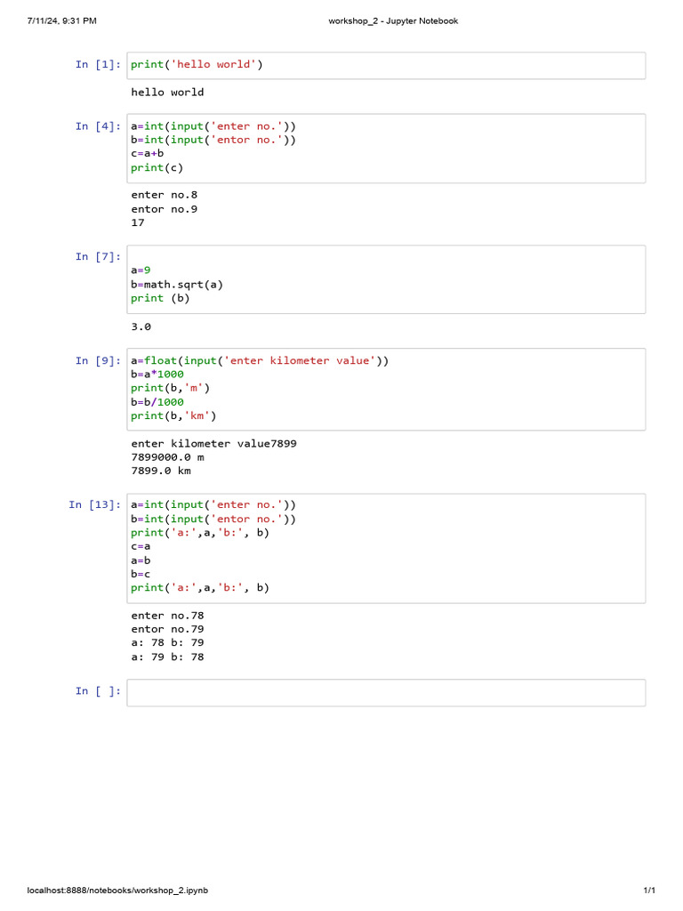 Workshop - 2 - Jupyter Notebook | PDF