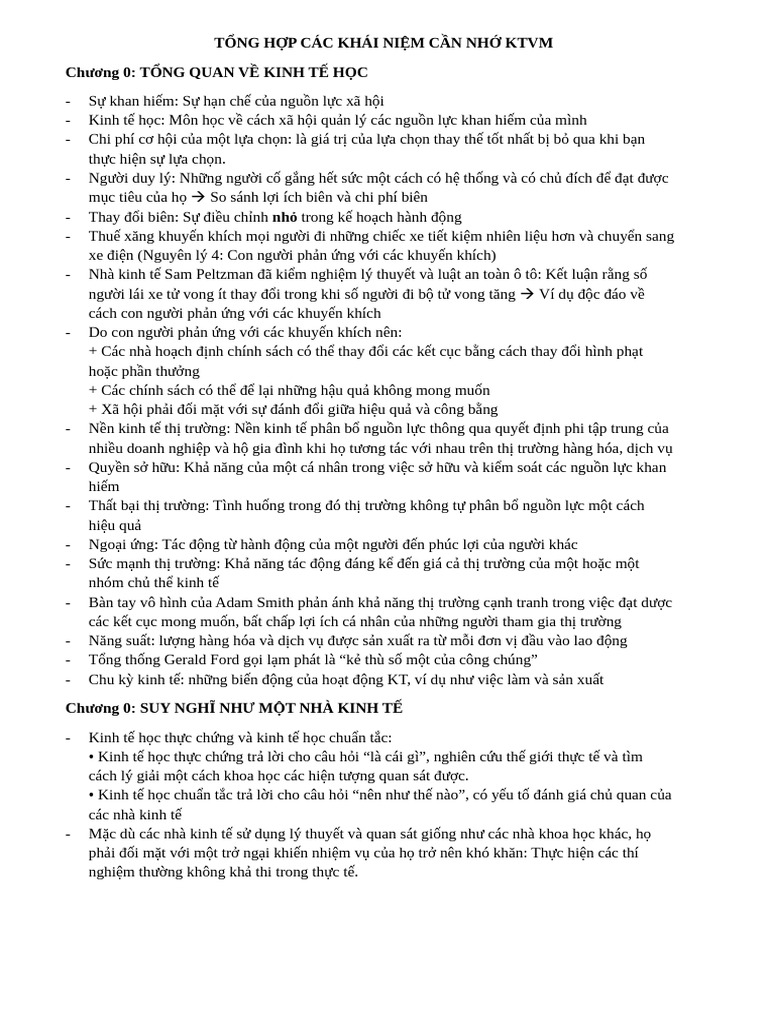 TỔNG HỢP CÁC KHÁI NIỆM CẦN NHỚ KTVM | PDF