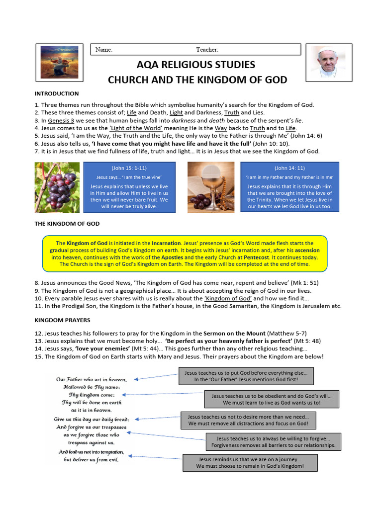 Kingdom of God in AQA Religious Studies | PDF | Catholic Church | Jesus
