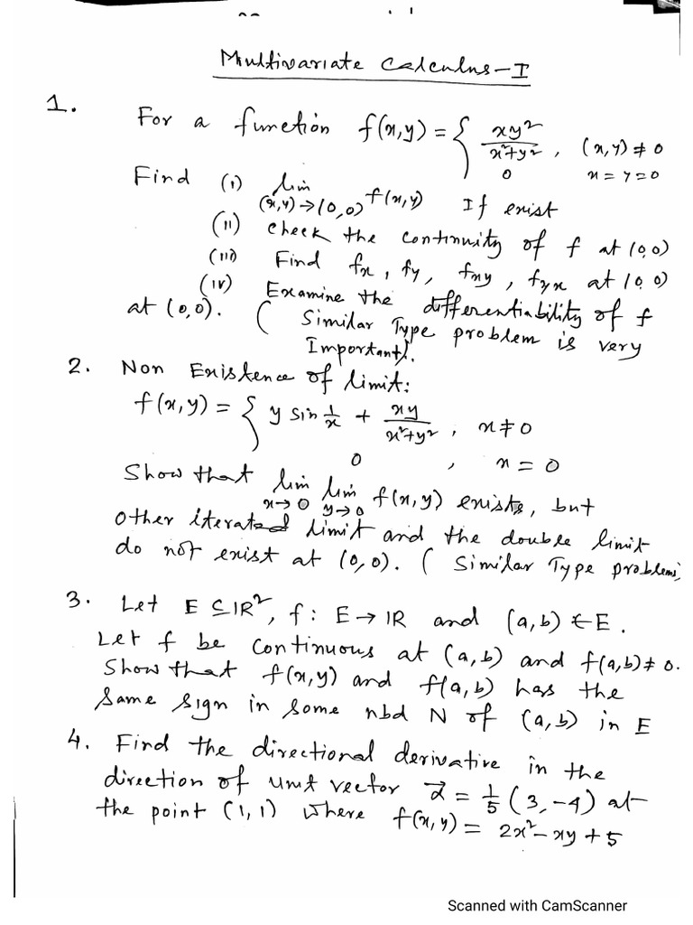Multivariate Calculus 1 Important Questions | PDF
