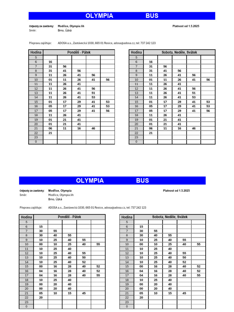 Olympiabus Od 1-5-2025 | PDF