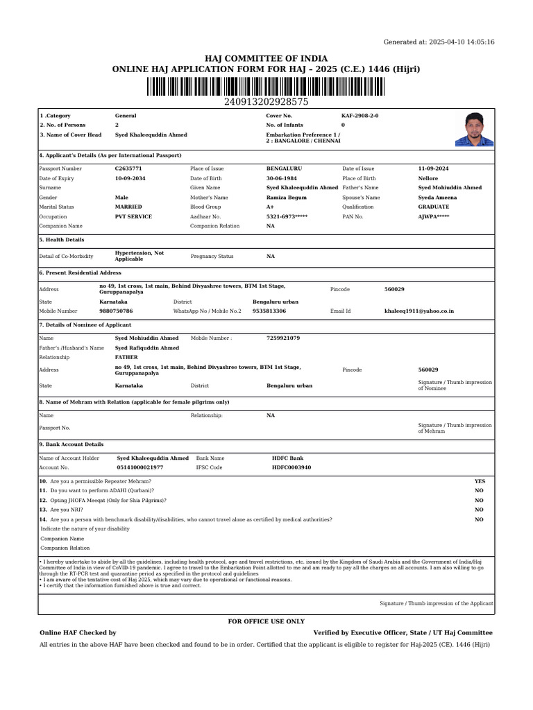 Haj App Form1744274116 | PDF | Hajj | Passport