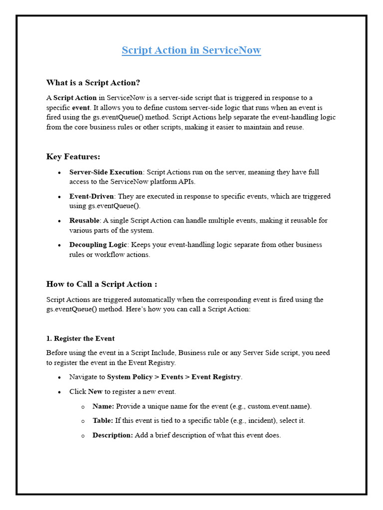 Understanding Script Actions in ServiceNow | PDF | Client–Server Model ...
