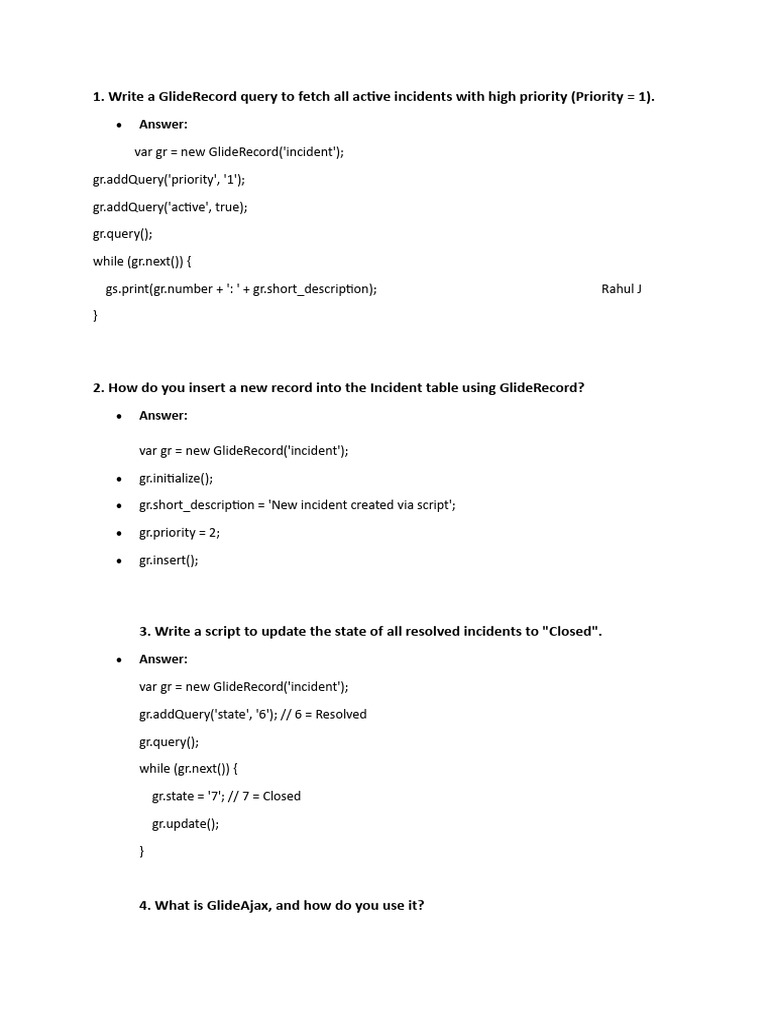 GlideRecord Scripting in ServiceNow | PDF