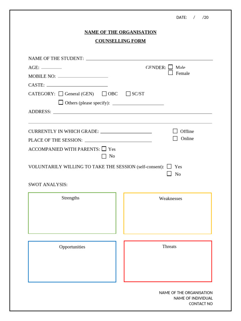 Counselling Form | PDF