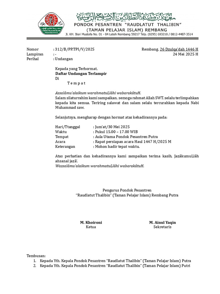 Undangan Persiapan Haul 1447 H 2025 M | PDF