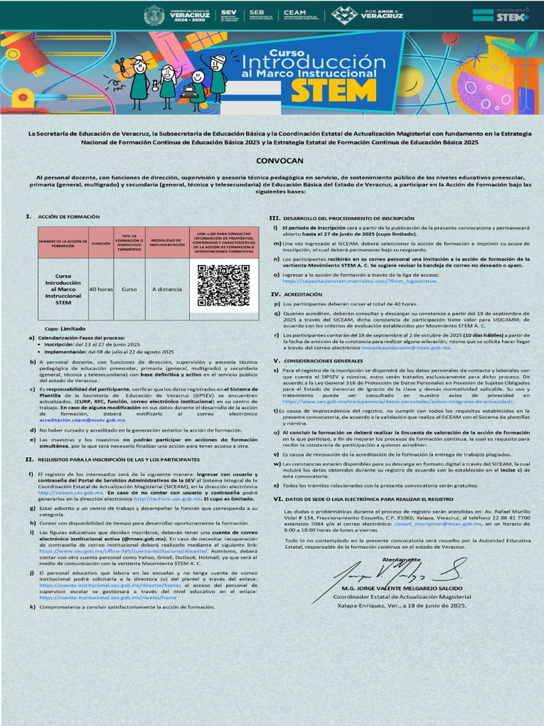 CONVOCATORIA Curso Introducción Al Marco Instruccional STEM | PDF