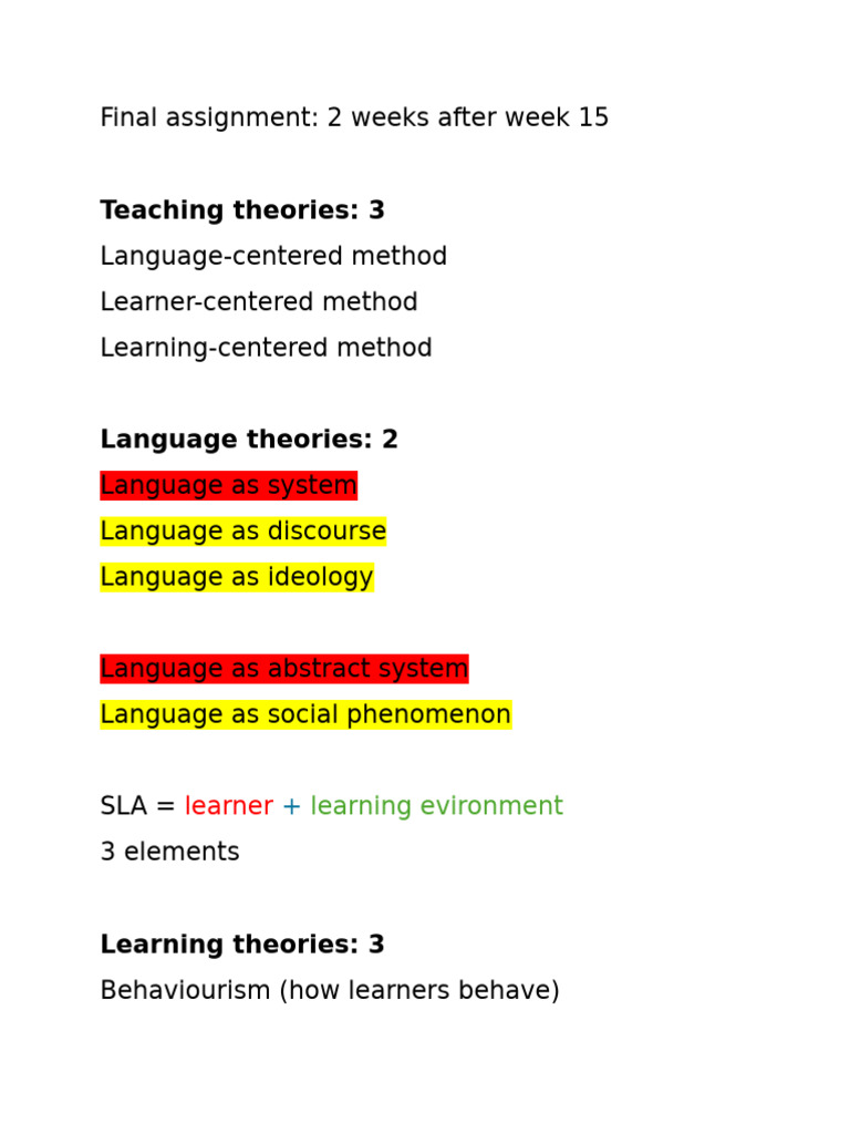 Theories of Language Day1 | PDF