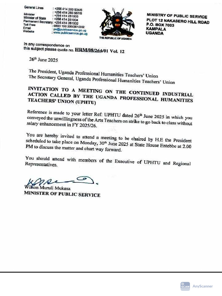 Invitation To State House - Uphtu 25 | PDF