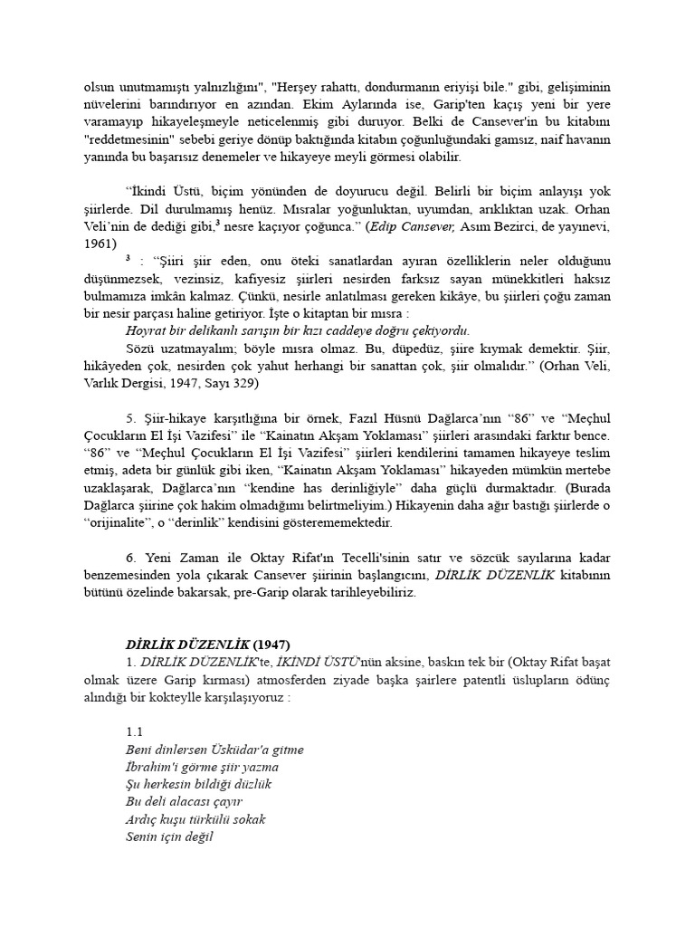 Edip Cansever - Sonrası Kalır I Üzerine Notlar 3 | PDF