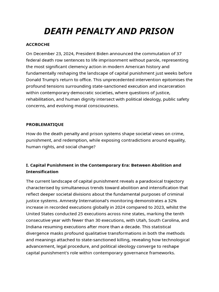 Death Penalty and Prison | PDF | Prison | Capital Punishment