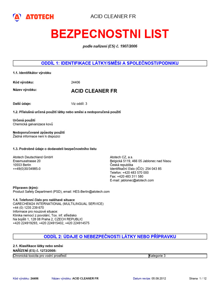 Acid Cleaner FR v1 | PDF